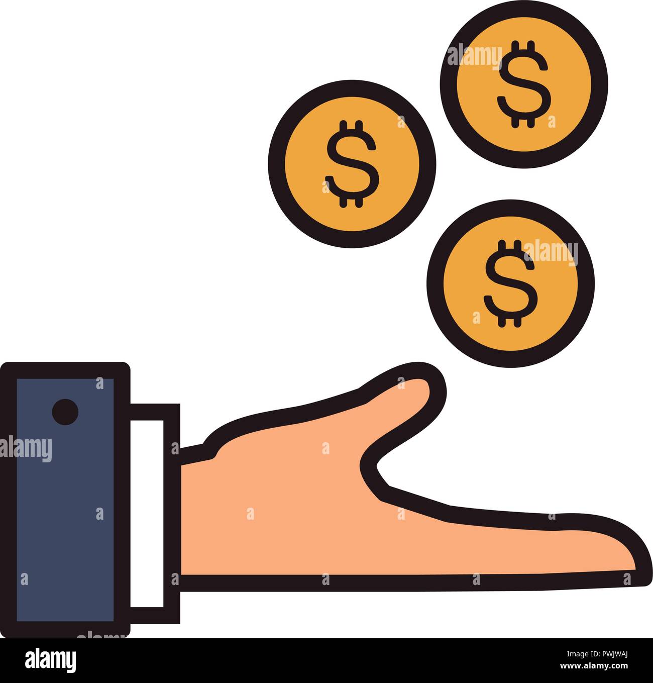 Hand counting coins Stock Vector Images - Alamy