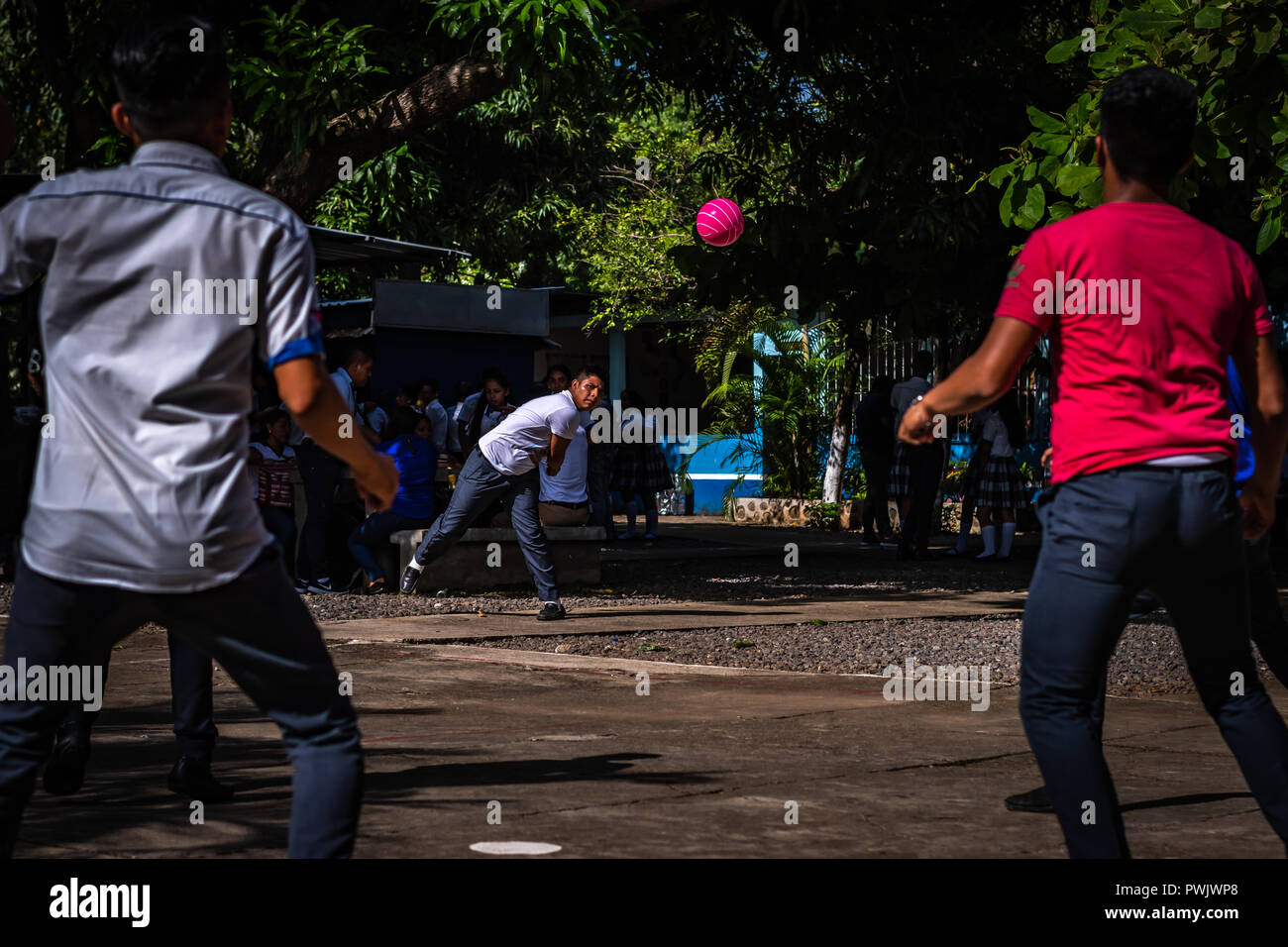 soccer game at guatemalan college Stock Photo - Alamy
