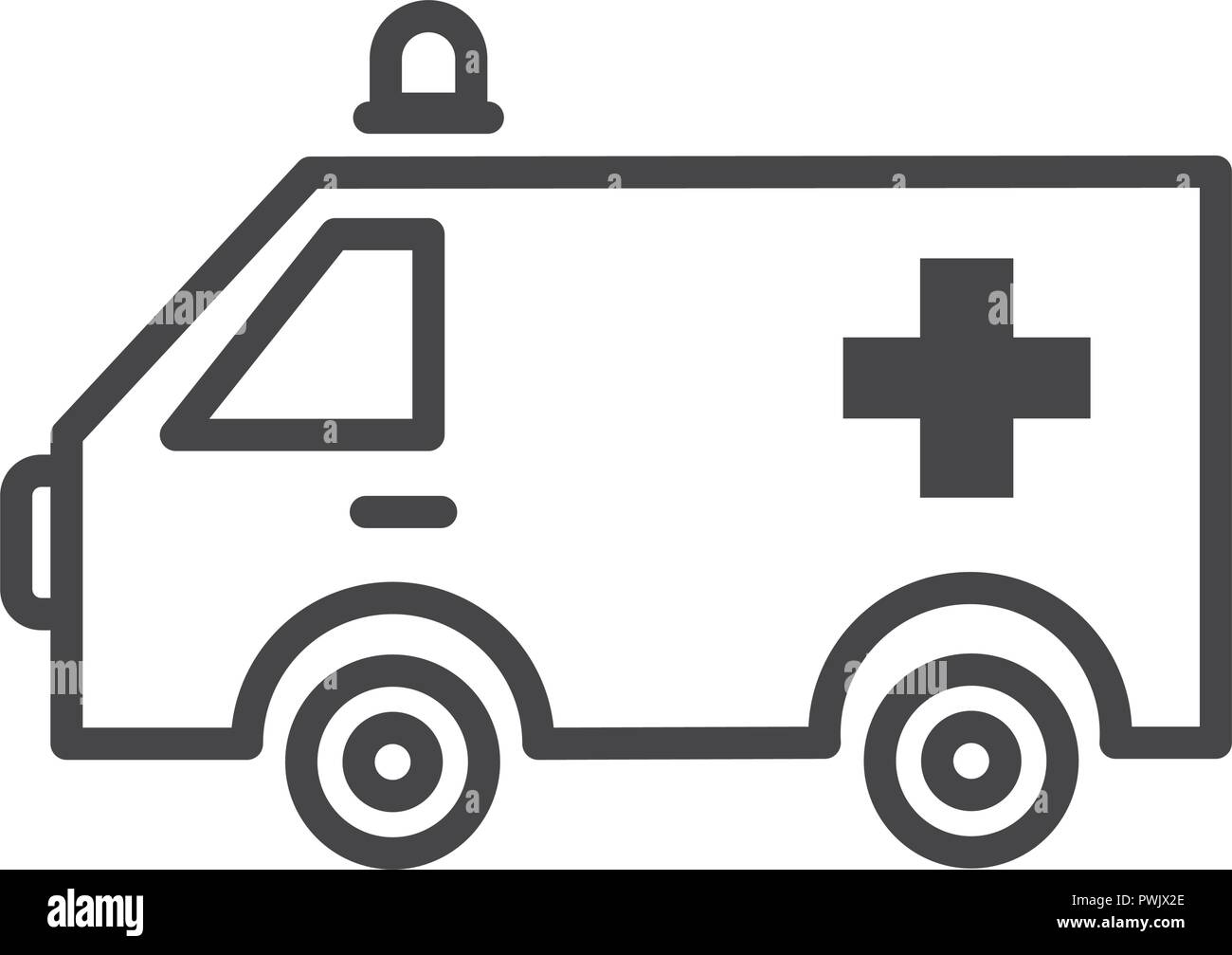 Ambulance emergency vehicle symbol in black and white Stock Vector ...
