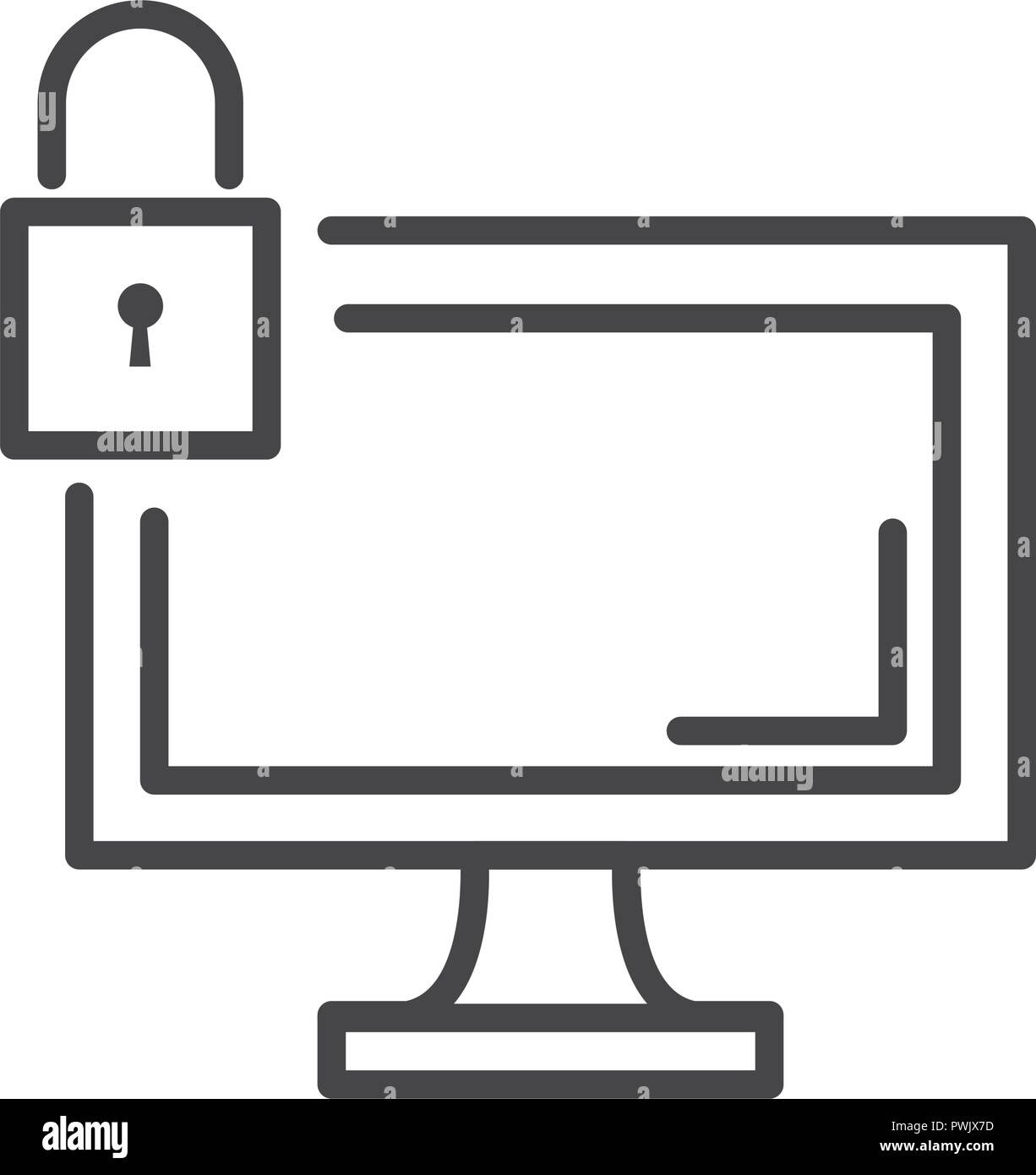 Computer locked symbol in black and white Stock Vector Image & Art - Alamy