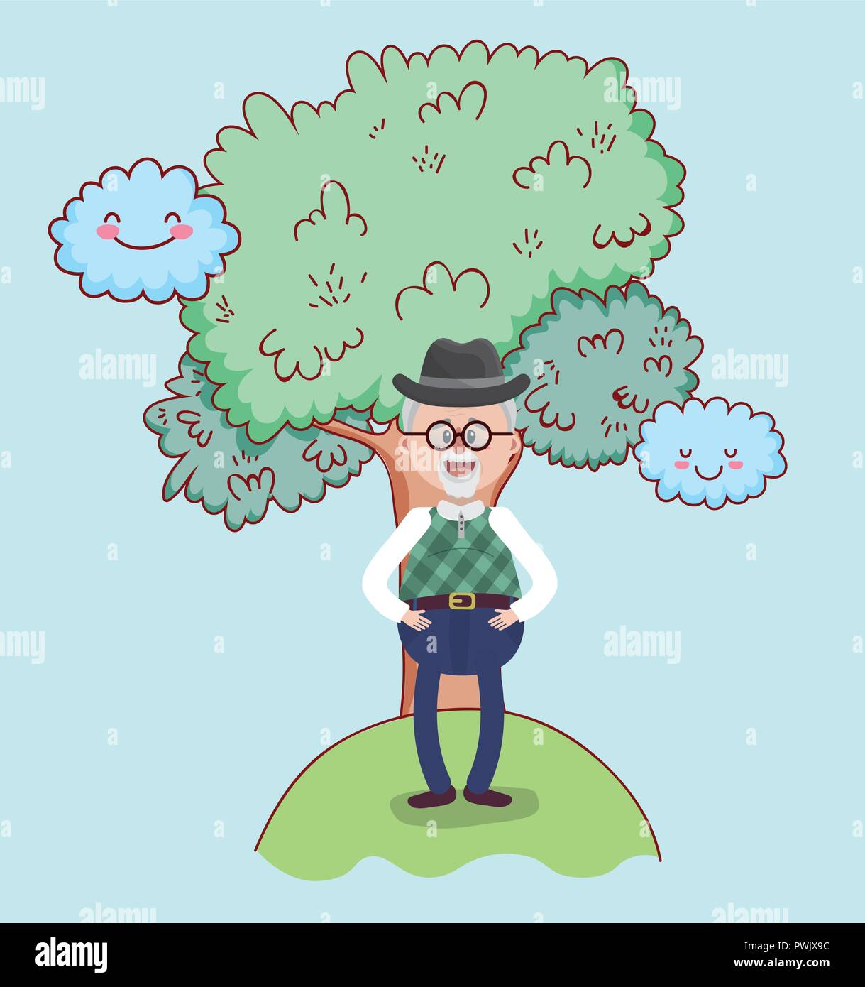 cute grandpa at park cartoon Stock Vector Image & Art - Alamy