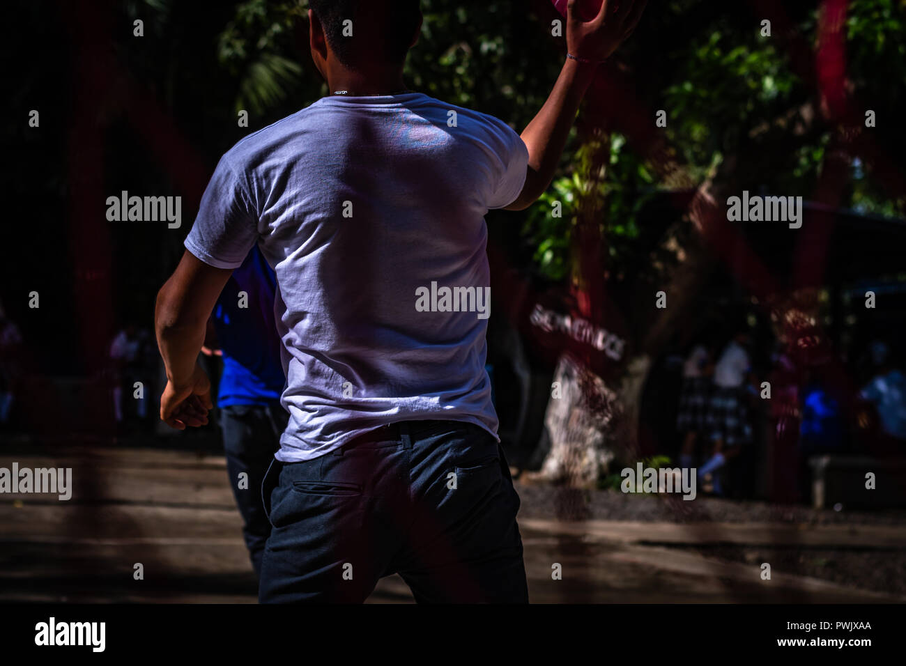 guatemalan kids playing soccer at recess at guatemalan college Stock ...