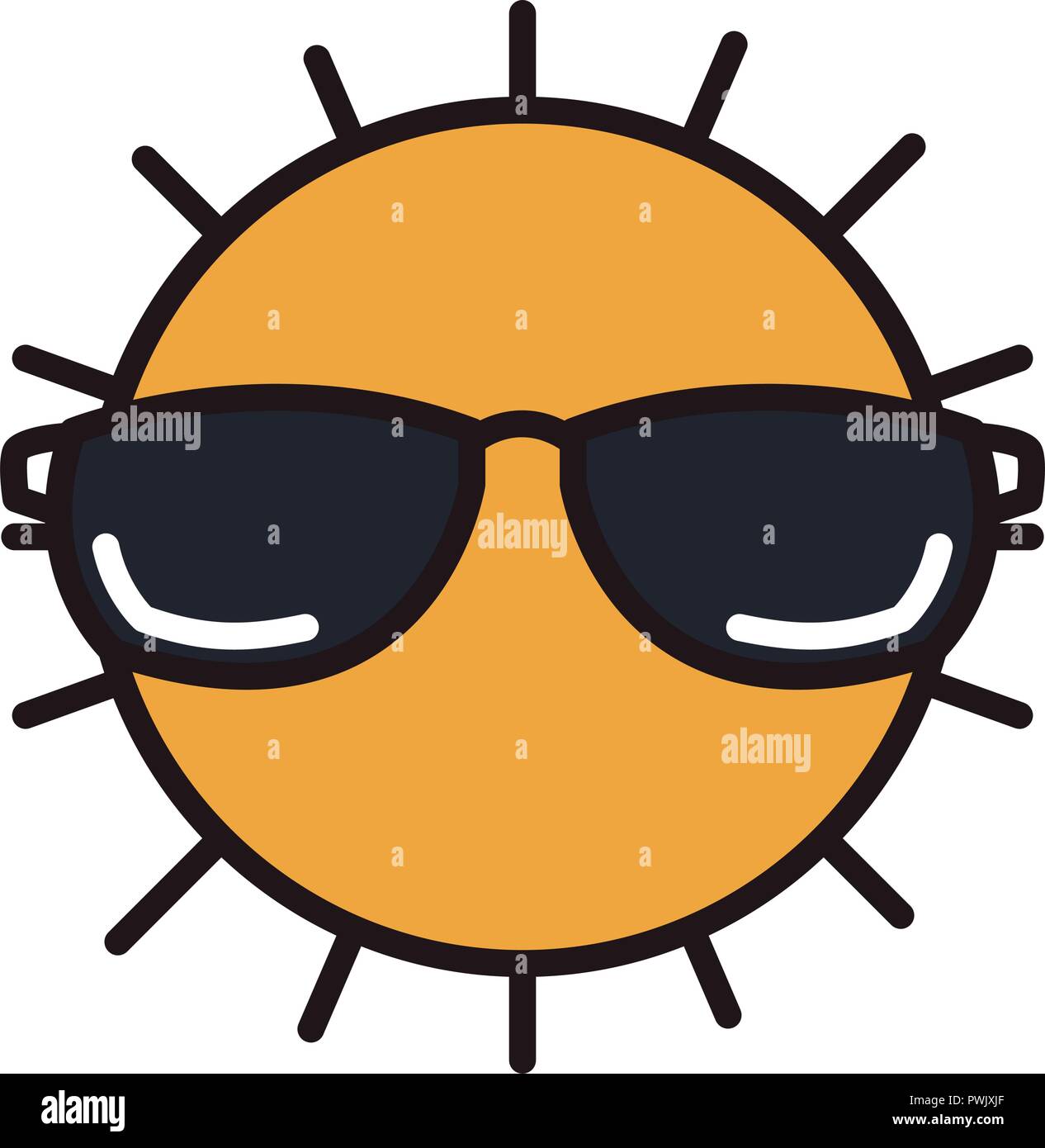 Sun with sunglasses cartoon vector illustration graphic design Stock ...