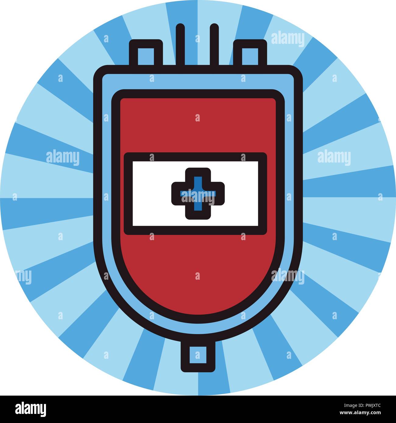 Blood bag symbol round striped icon vector illustration graphic design ...