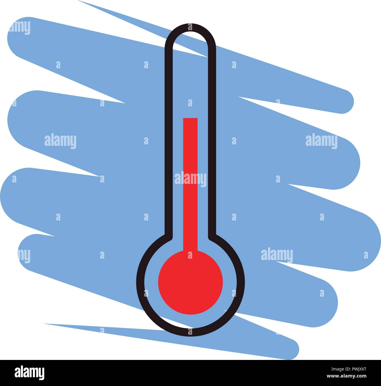 Thermometer symbol isolated over blue doodle background vector ...
