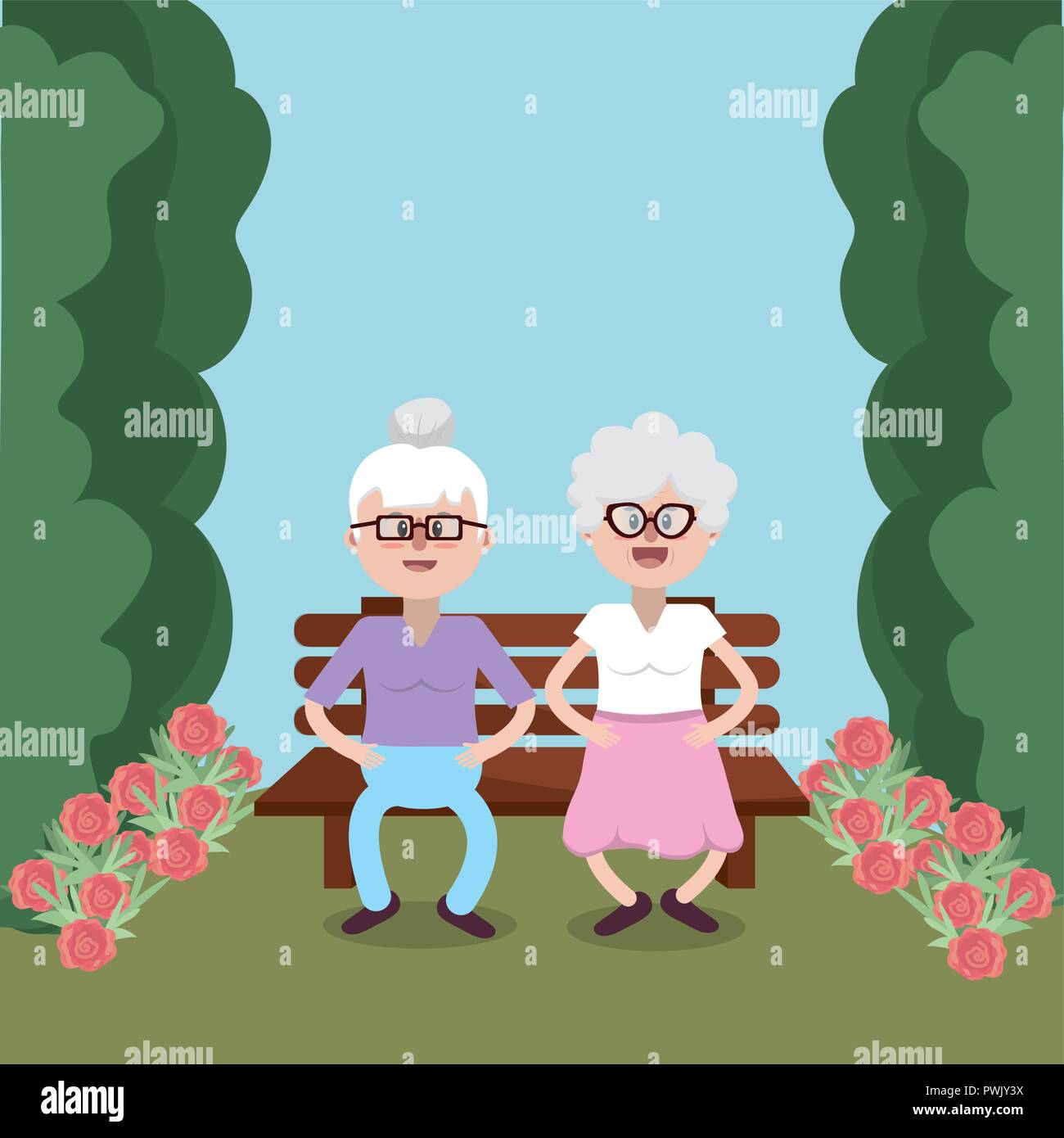 Couple sit in park Stock Vector Images - Alamy