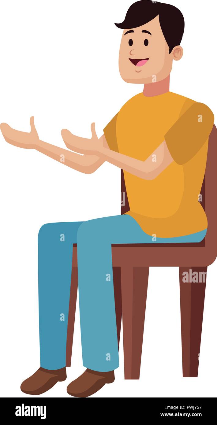 Man seated on chair and talking vector illustration graphic design ...
