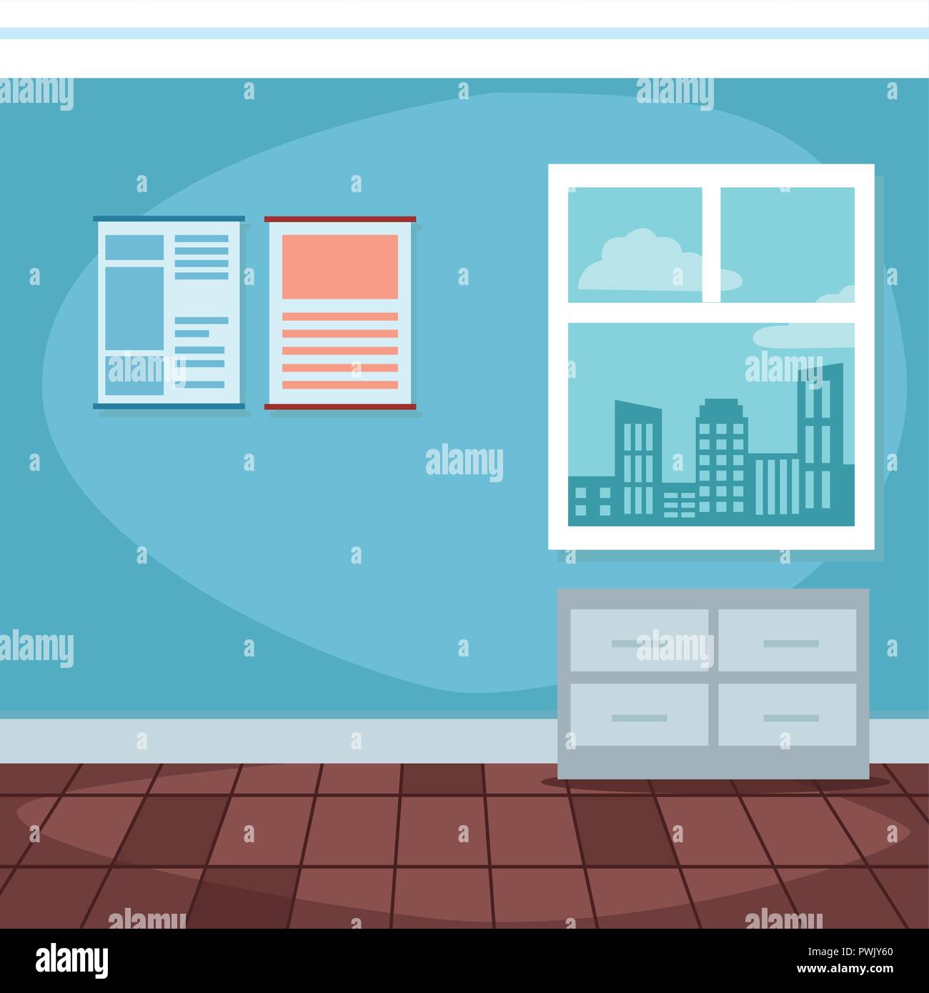 Empty office with file cabinet scenery vector illustration graphic ...