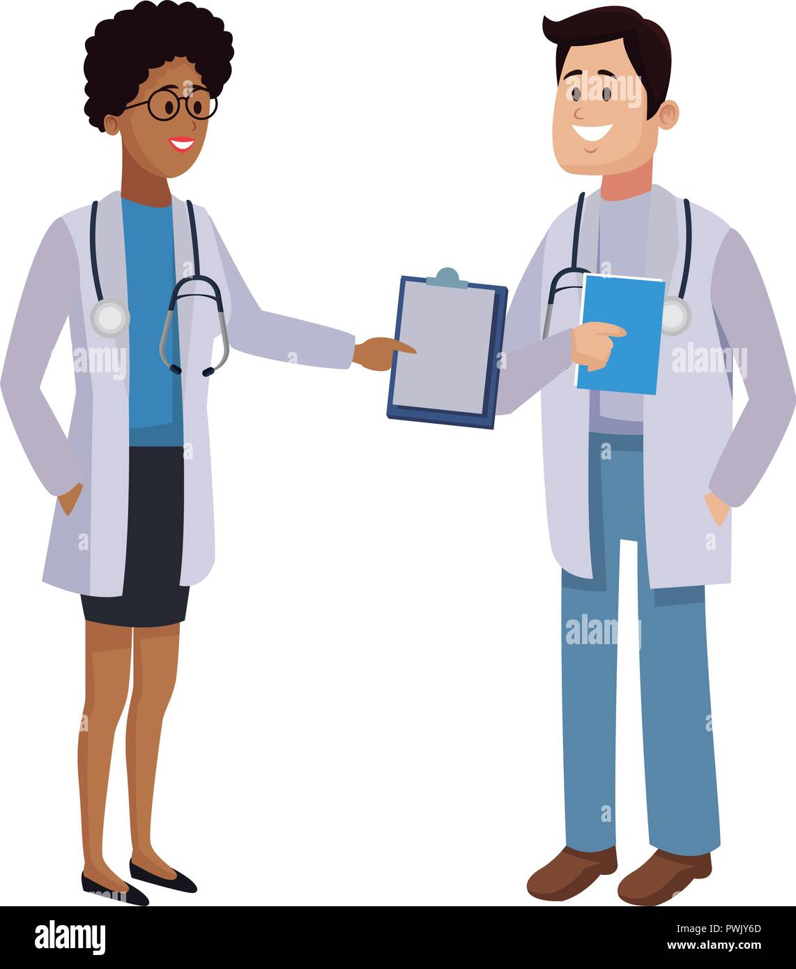 Doctors couple medical teamwork cartoons vector illustration graphic ...