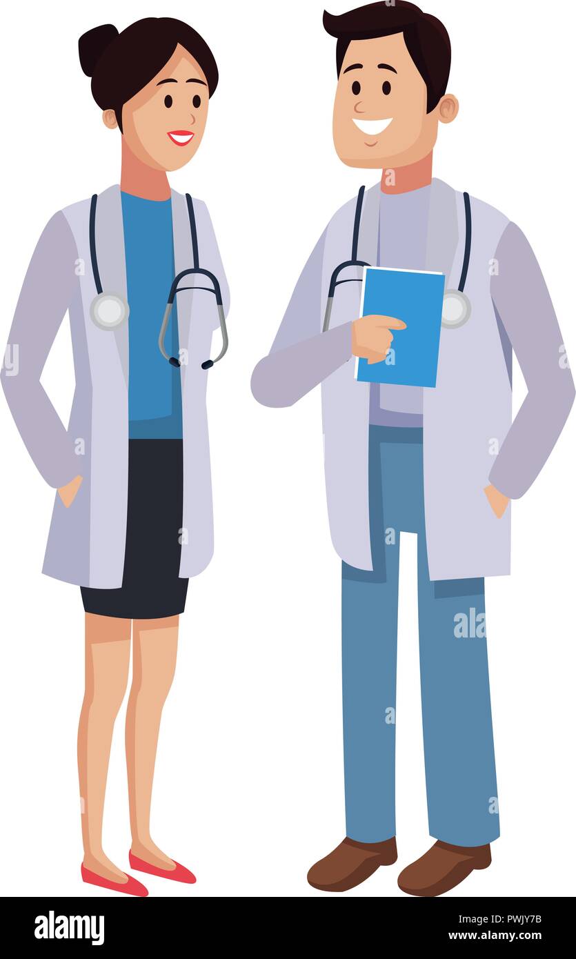 Doctors couple medical teamwork cartoons vector illustration graphic ...