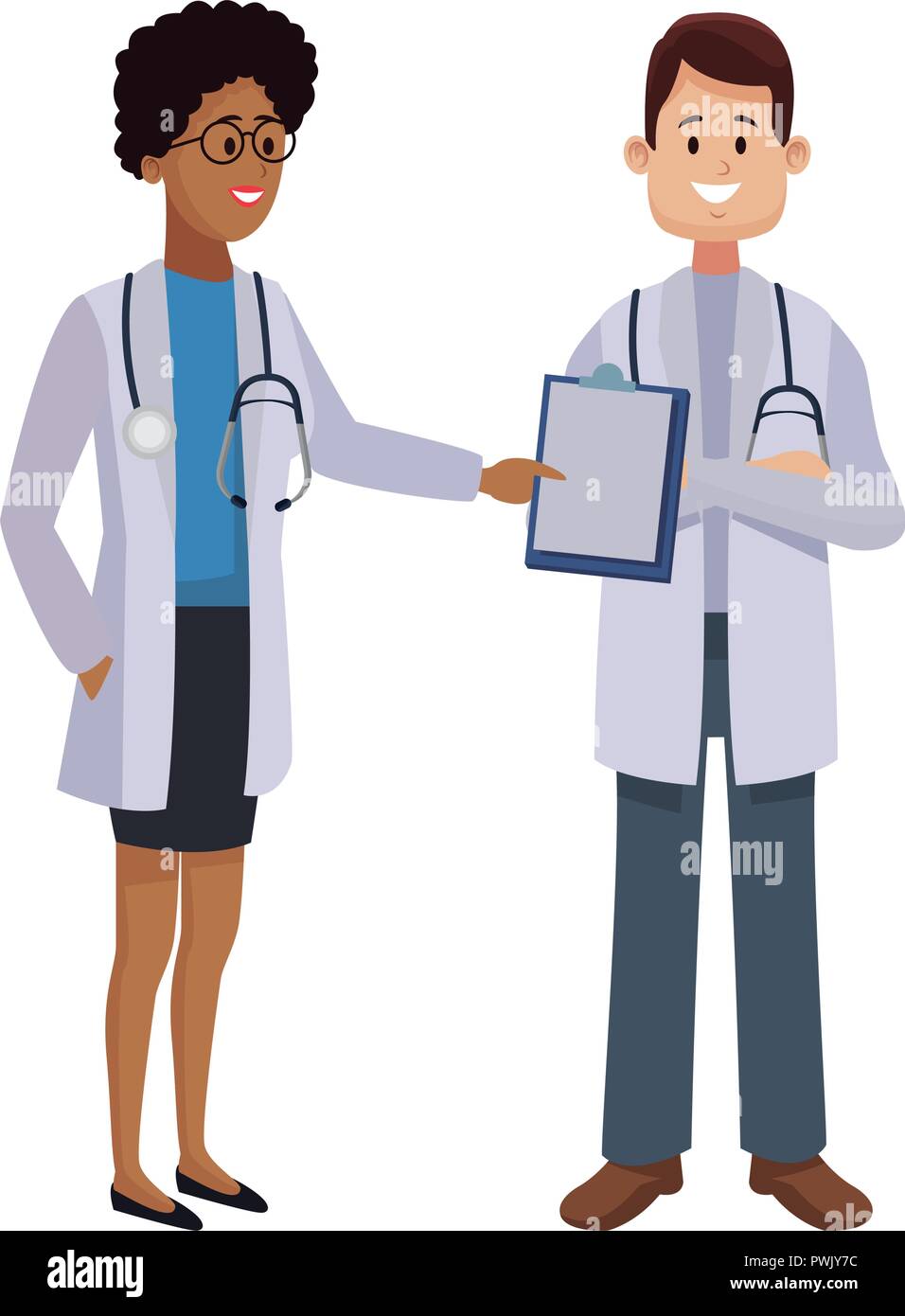 Doctors couple medical teamwork cartoons vector illustration graphic ...