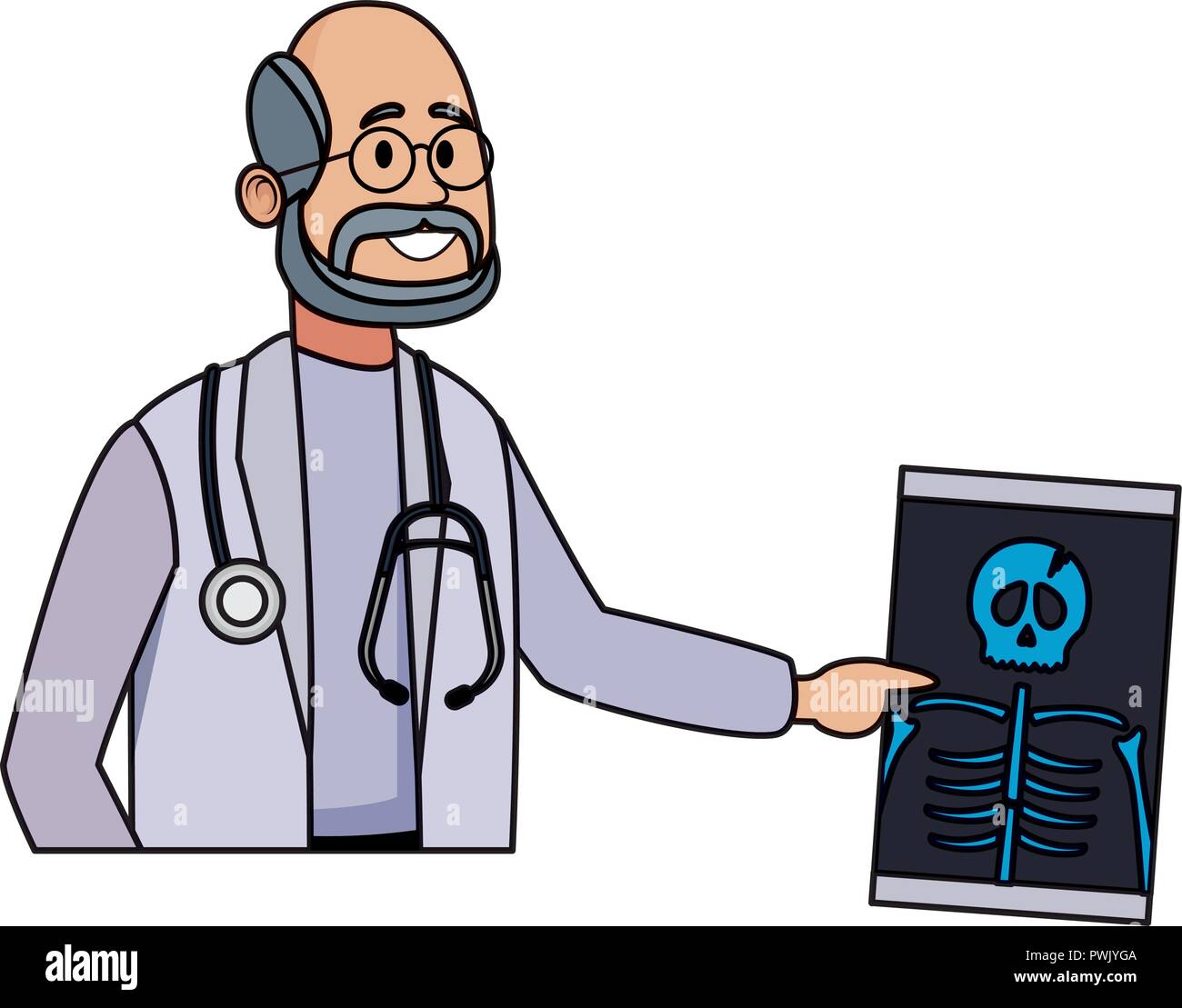 Male doctor with bones xray cartoon vector illustration graphic design ...
