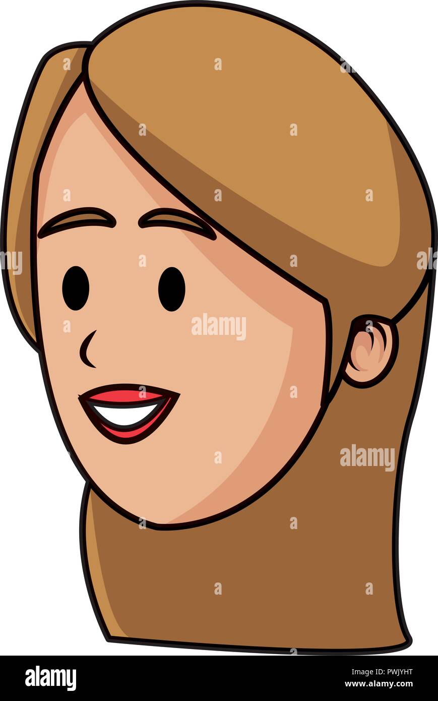 Woman face smiling cartoon vector illustration graphic design Stock ...