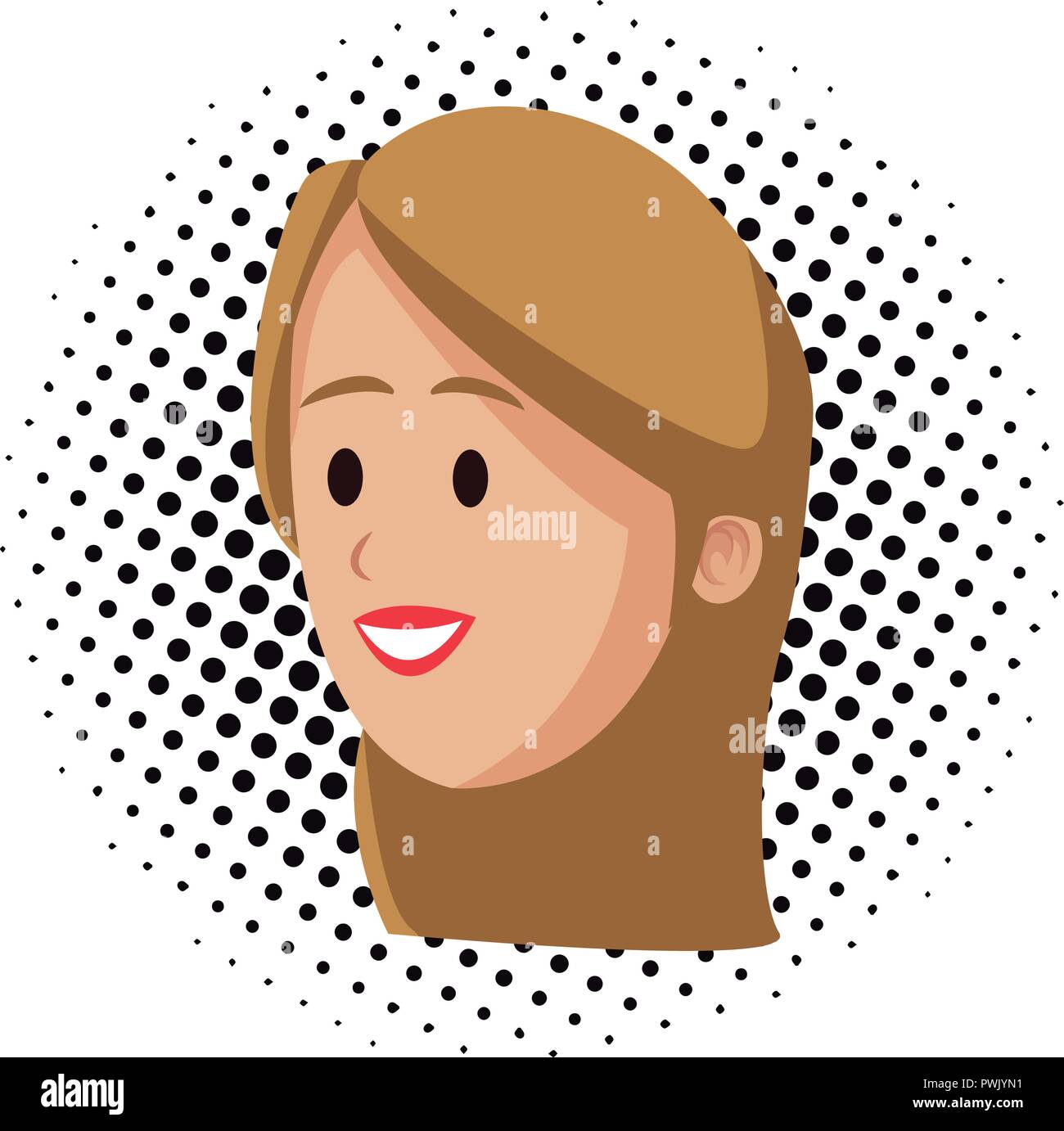 Woman face smiling cartoon pop art vector illustration graphic design ...