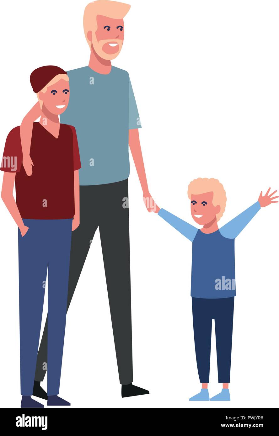 Father with sons family cartoons vector illustration graphic design ...