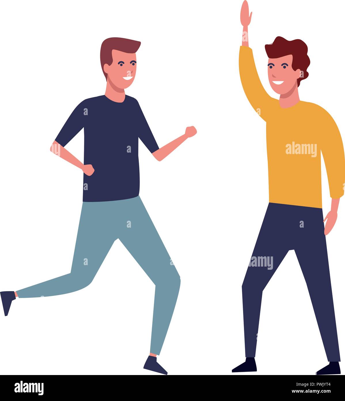 Male Friends sharing time cartoon vector illustration graphic design ...