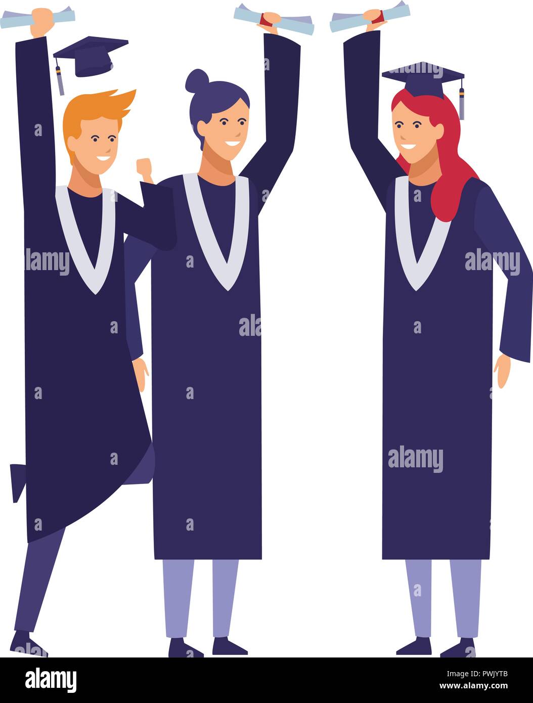 Graduation students gowns Stock Vector Images - Alamy