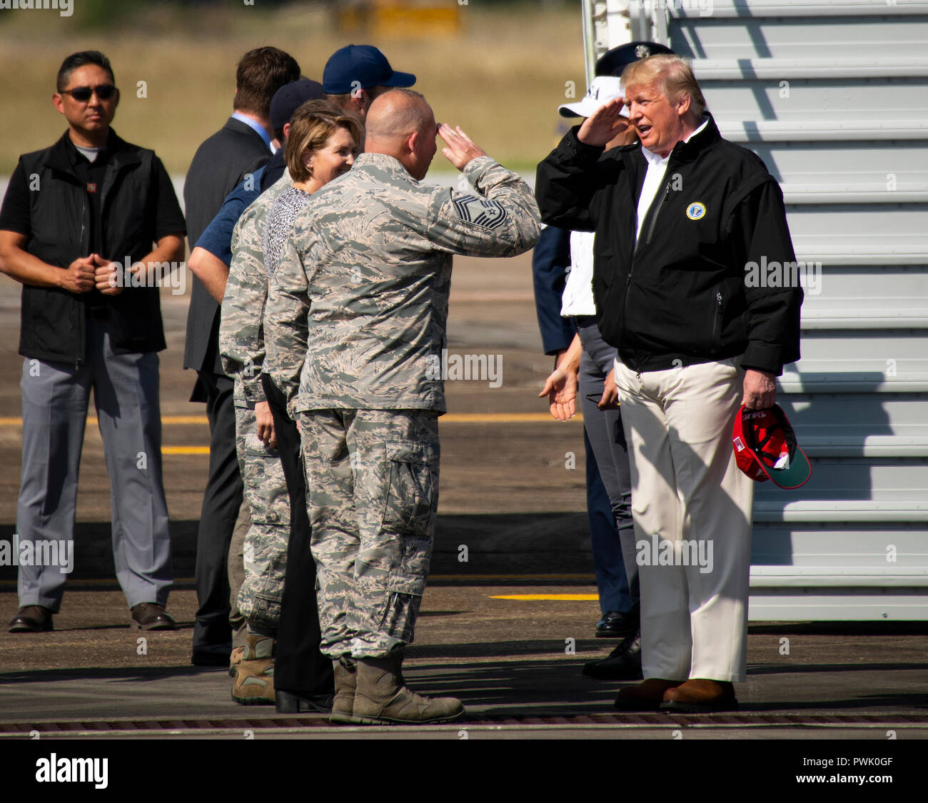 Chief Master Sgt. Joseph Moody, 96th Mission Support Group, salutes ...