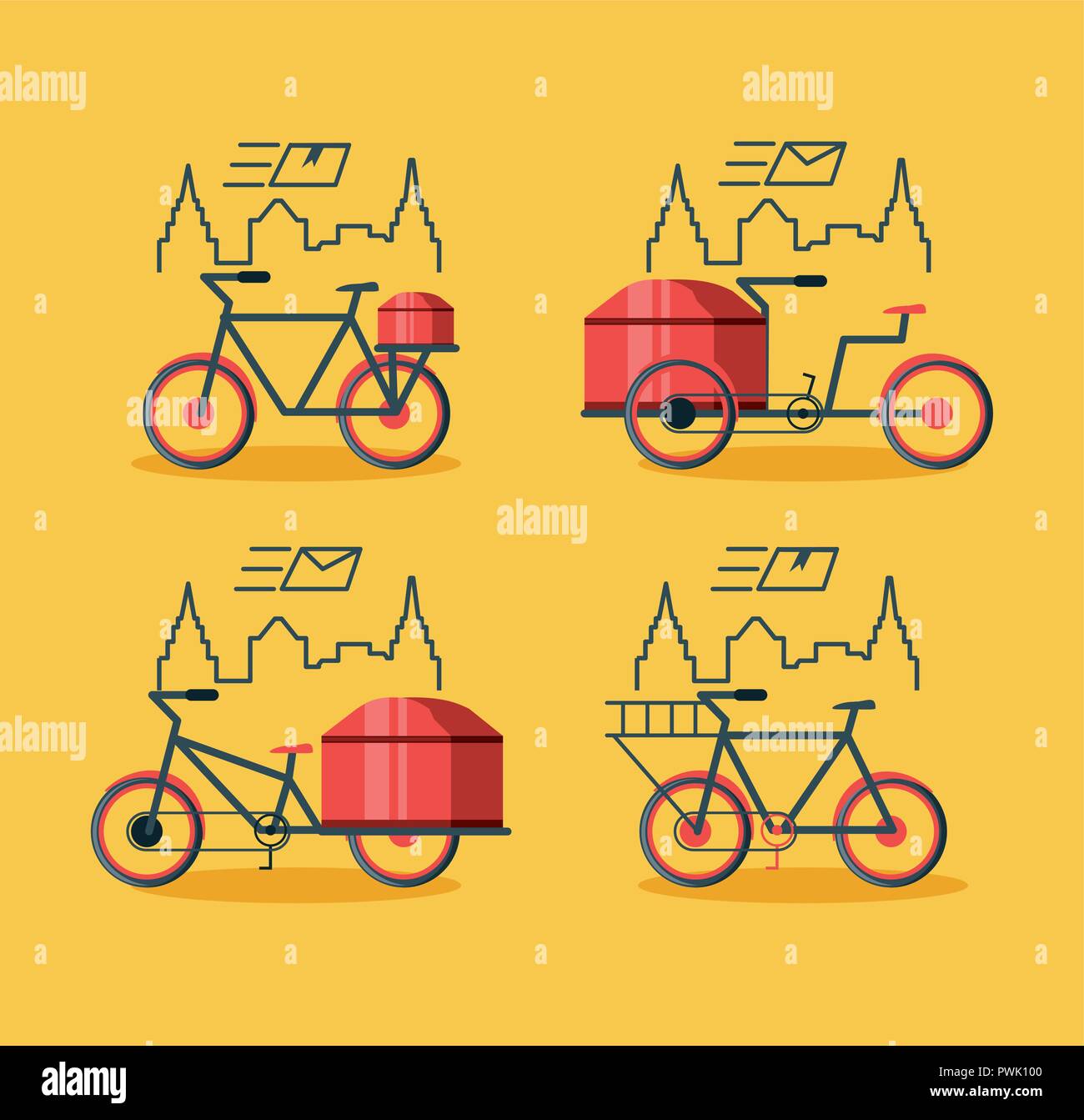 set of bicycle for logistic service vector illustration design Stock ...