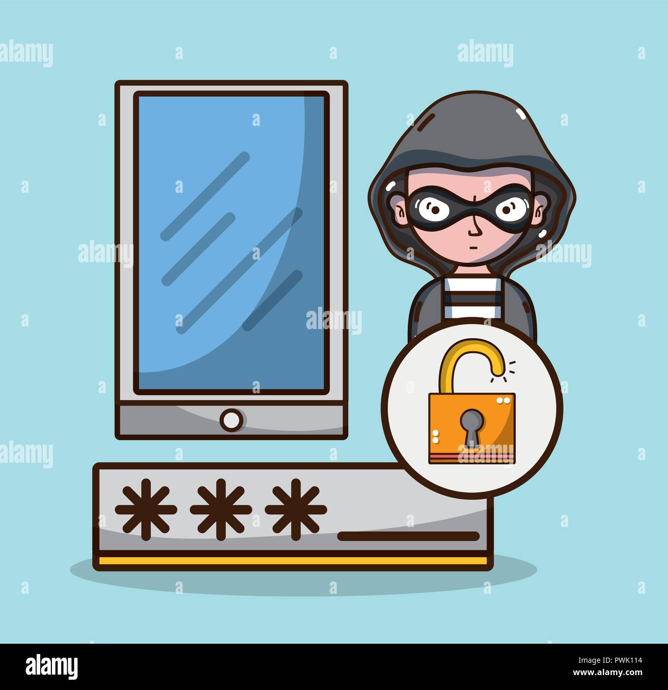 Person smartphone padlock security Stock Vector Images - Alamy