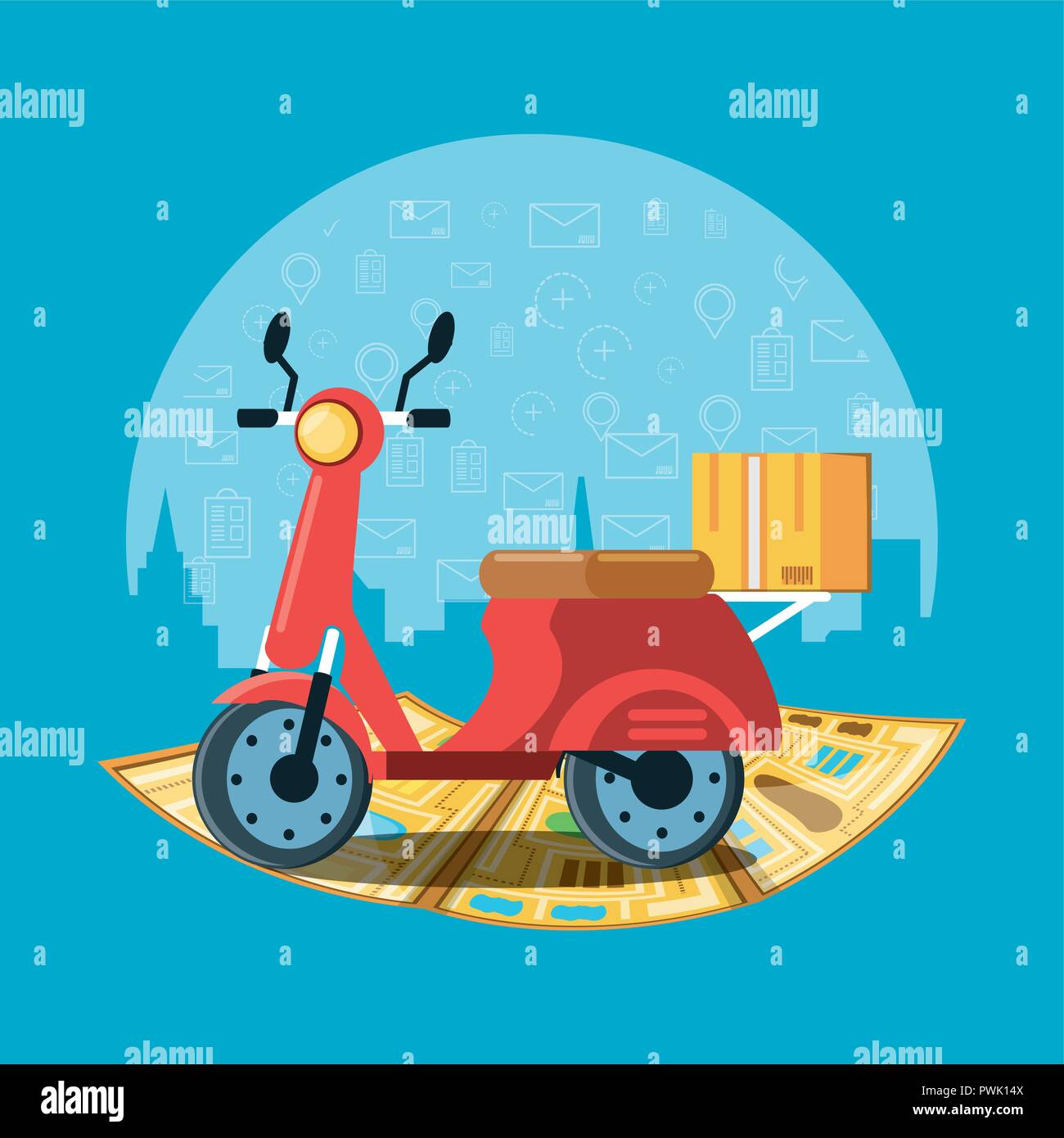 motorcycle transportation of logistic service vector illustration ...