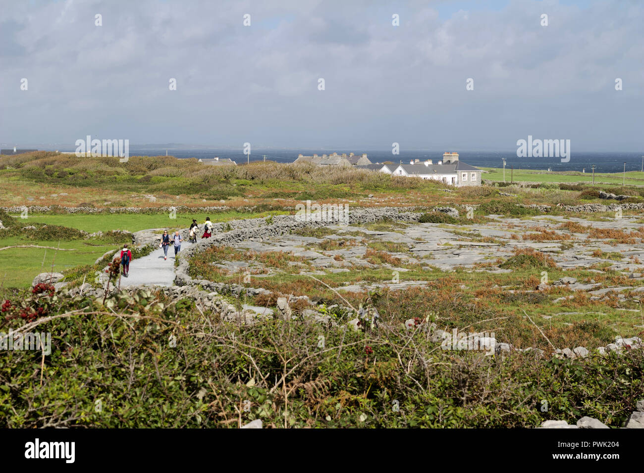 Landscape view of the rural countryside of Inis Mór, one of the Aran ...