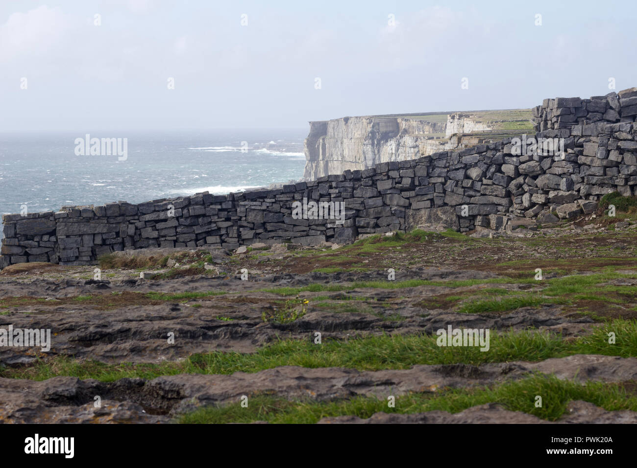 Beautiful view of the cliffs on Inis Mór (Inishmore) from inside the ...