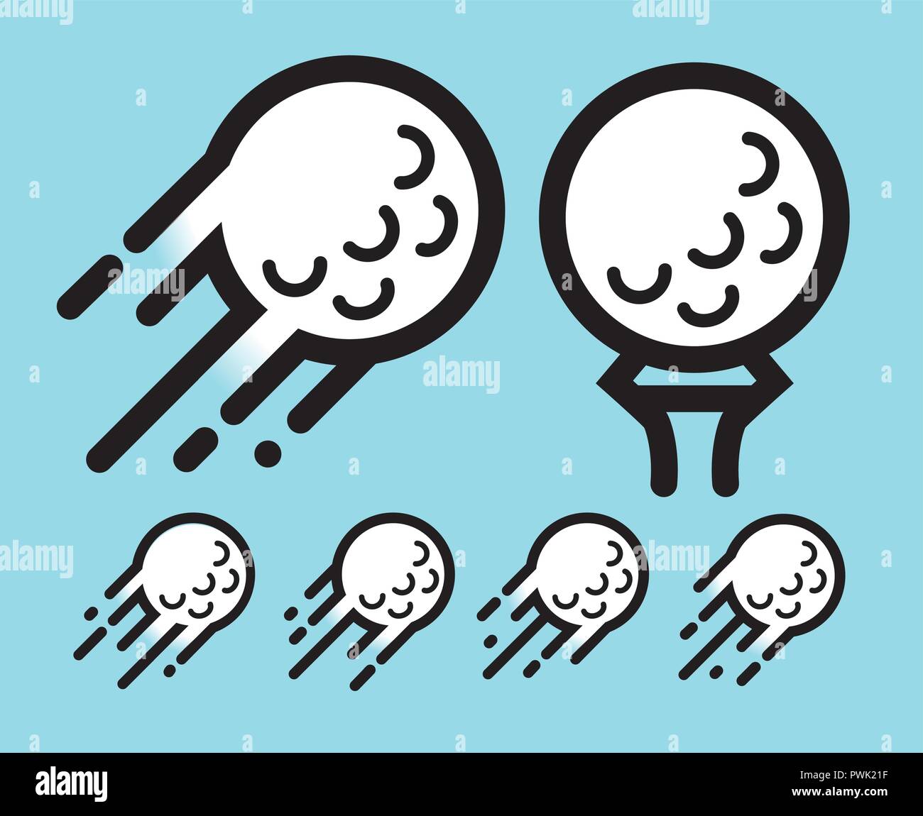 graphic golf ball in motion logo / icon vector line and color blended ...
