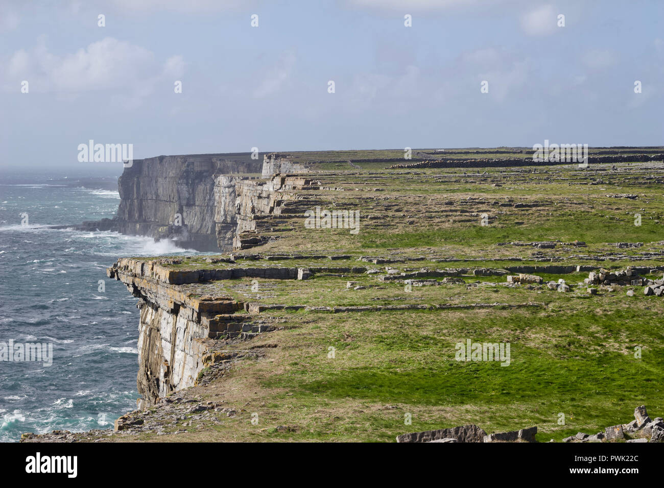 Beautiful view of the cliffs on Inis Mór (Inishmore) from inside the ...