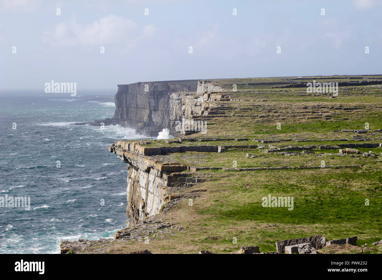 Beautiful view of the cliffs on Inis Mór (Inishmore) from inside the ...