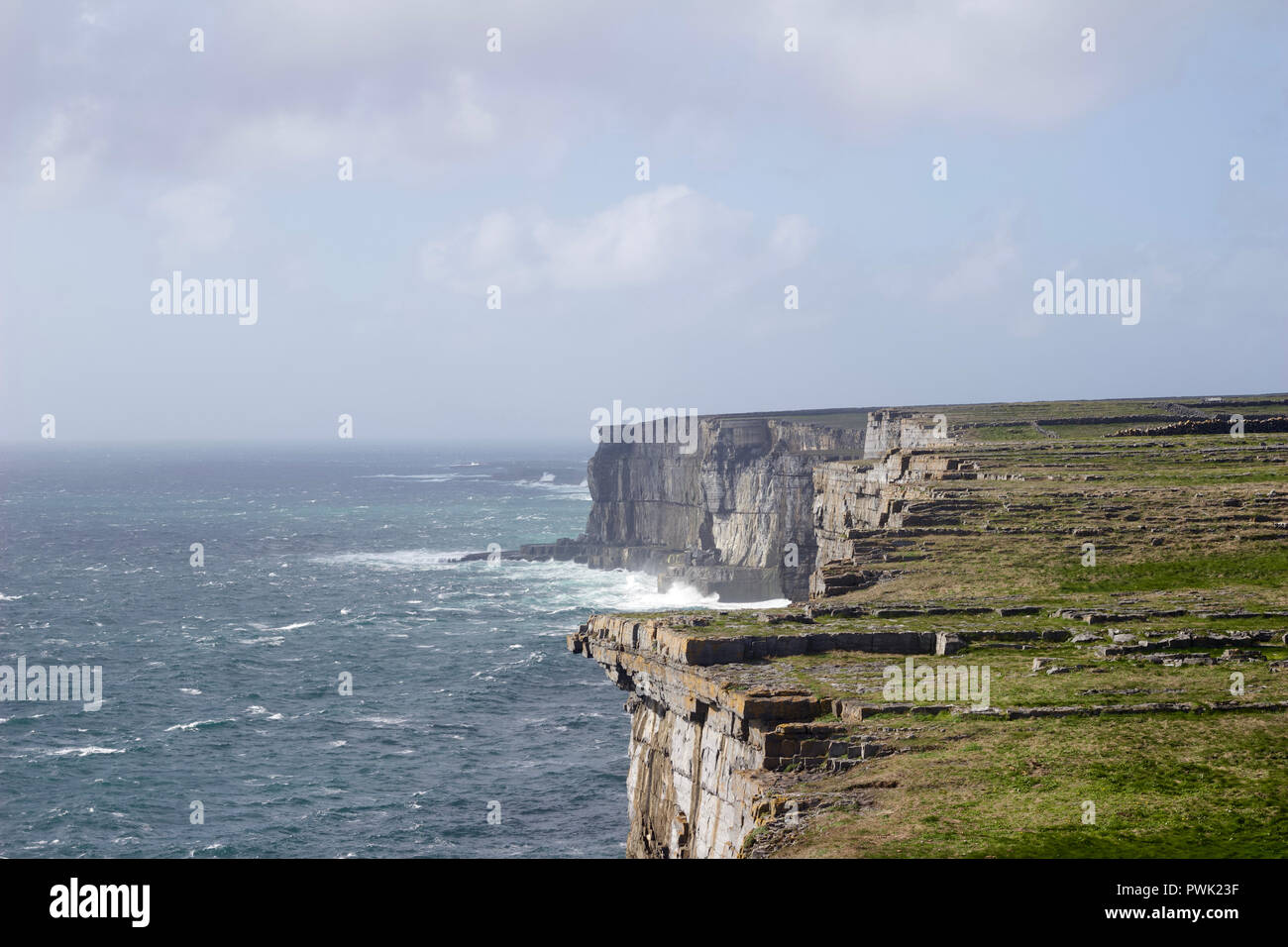 Beautiful view of the cliffs on Inis Mór (Inishmore) from inside the ...