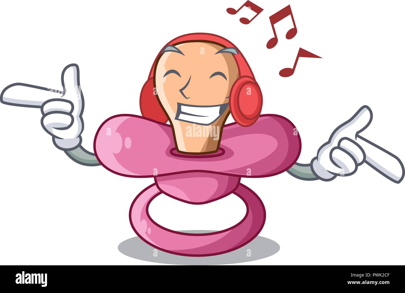 Listening music cartoon pacifier for a newborn baby Stock Vector Image ...