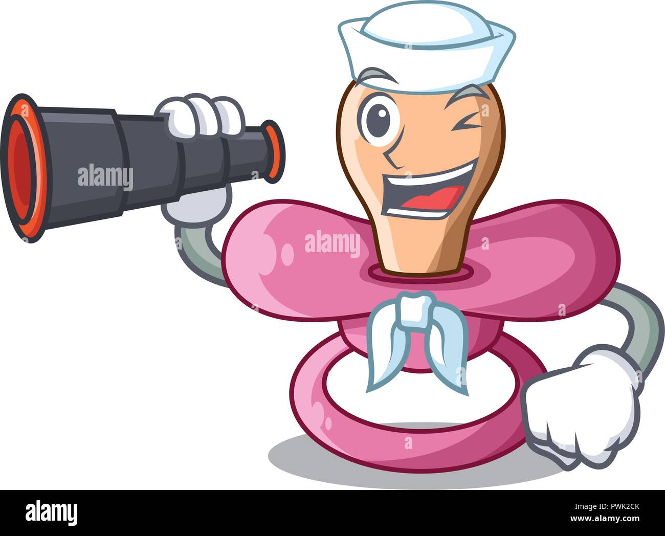 Sailor with binocular cartoon pacifier for a newborn baby Stock Vector ...