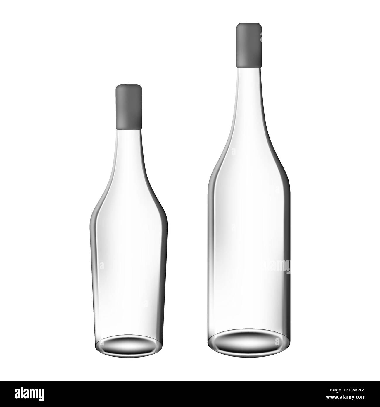 Realistic wine bottles set with shadow on the white background Stock ...