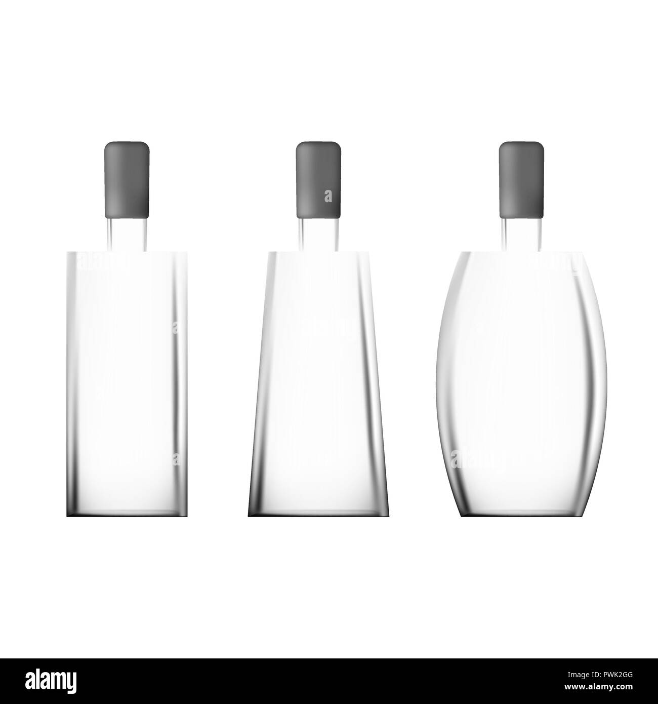 Realistic wine bottles set with shadow on the white background Stock ...