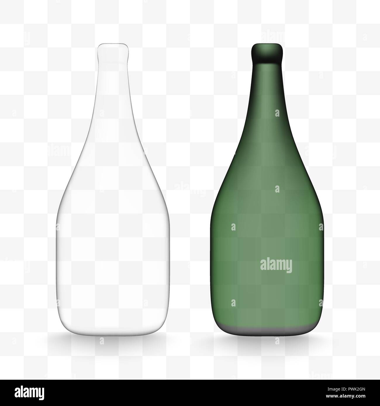 Realistic wine bottles set with shadow on the white background Stock ...
