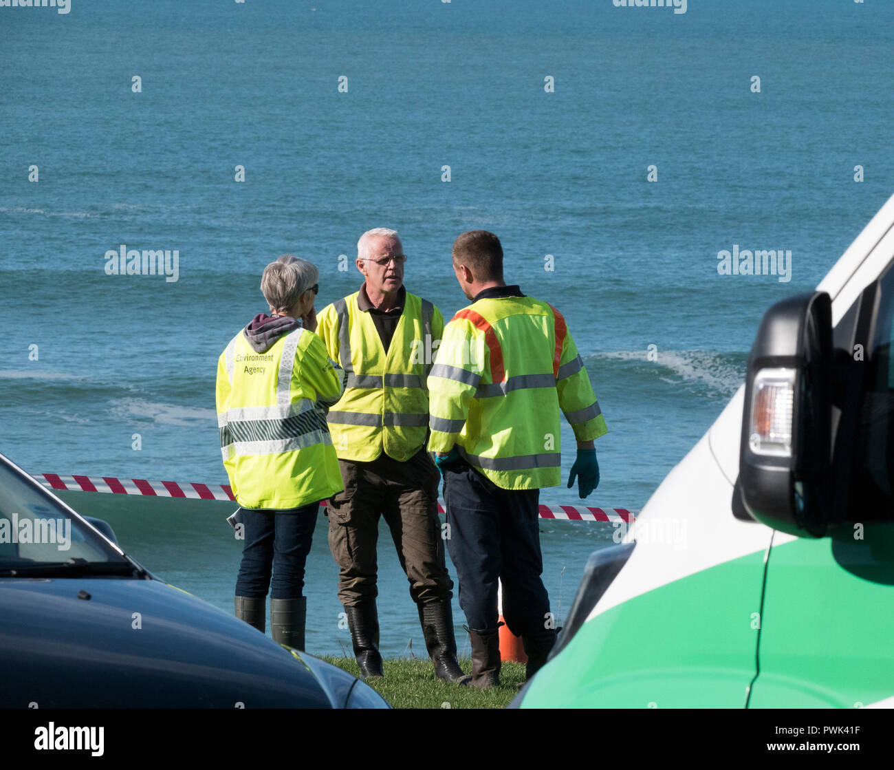 Newquay, Cornwall, UK. 16th October, 2018. Pollution incident at the UK ...