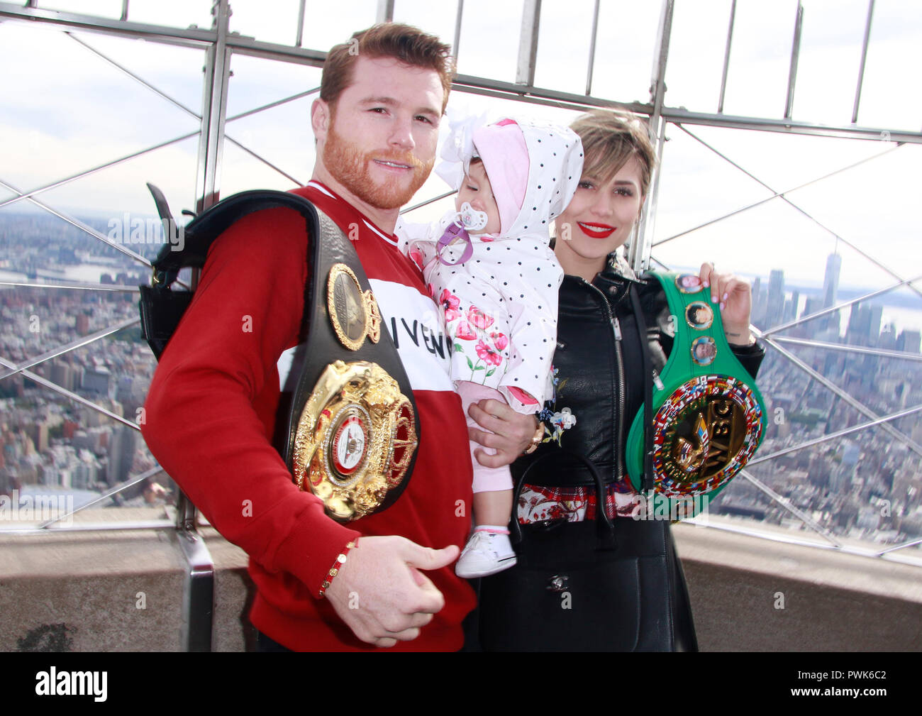 New York, NY, USA. 16th Oct, 2018. Canelo Alvarez, with daughter Maria ...