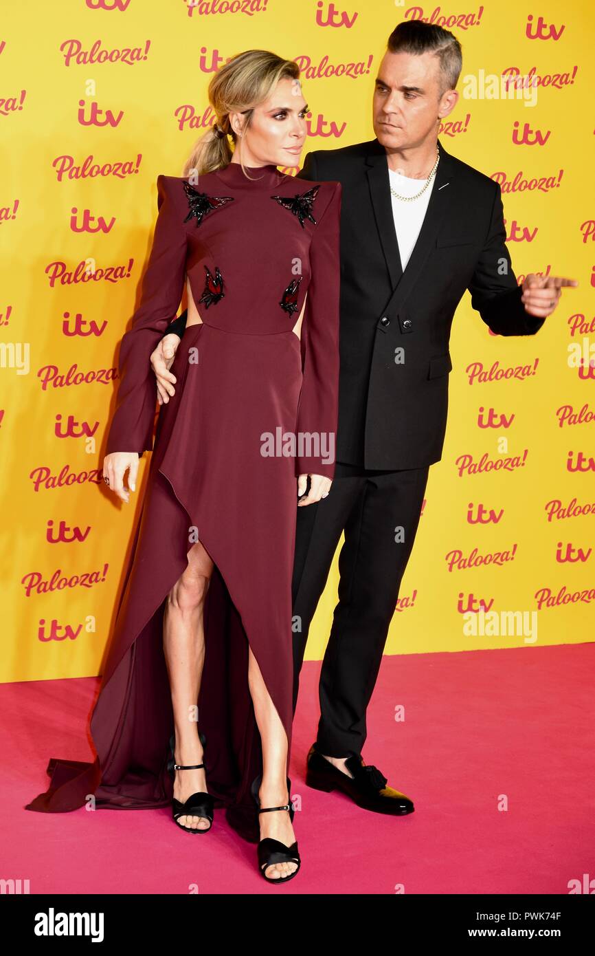 London, UK. 16th Oct 2018. Robbie Williams,Ayda Williams,ITV Palooza ...