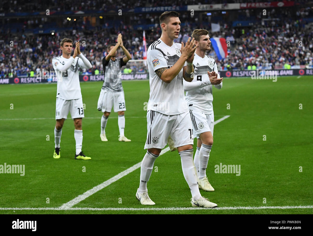 Thomas Muller, Mark Uth, Niklas Sule and Timo Werner (lr) of Germany ...