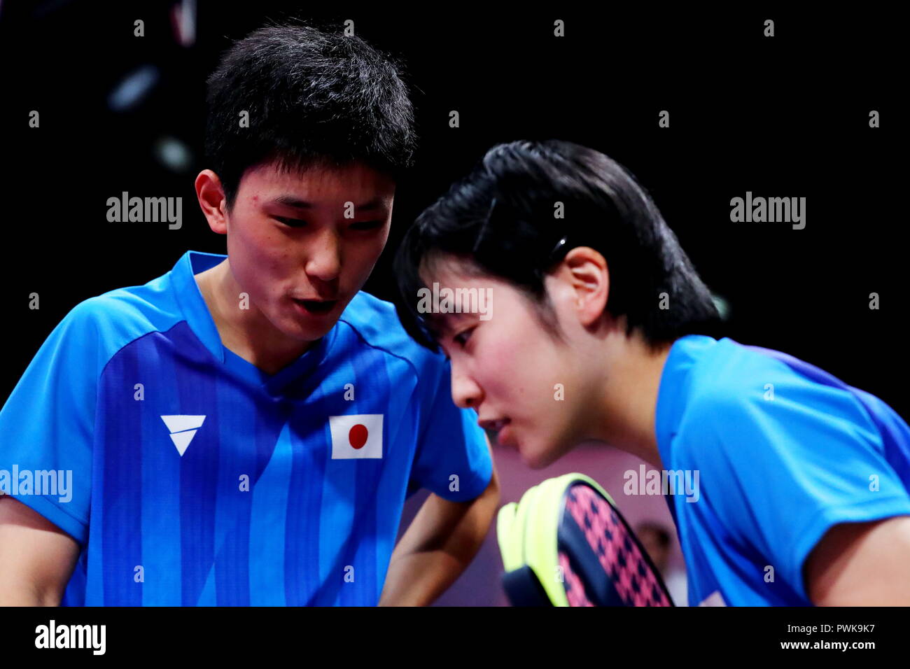 Buenos Aires, Argentina. 15th Oct, 2018. Tomokazu Harimoto & Miu Hirano (JPN) Table Tennis ...