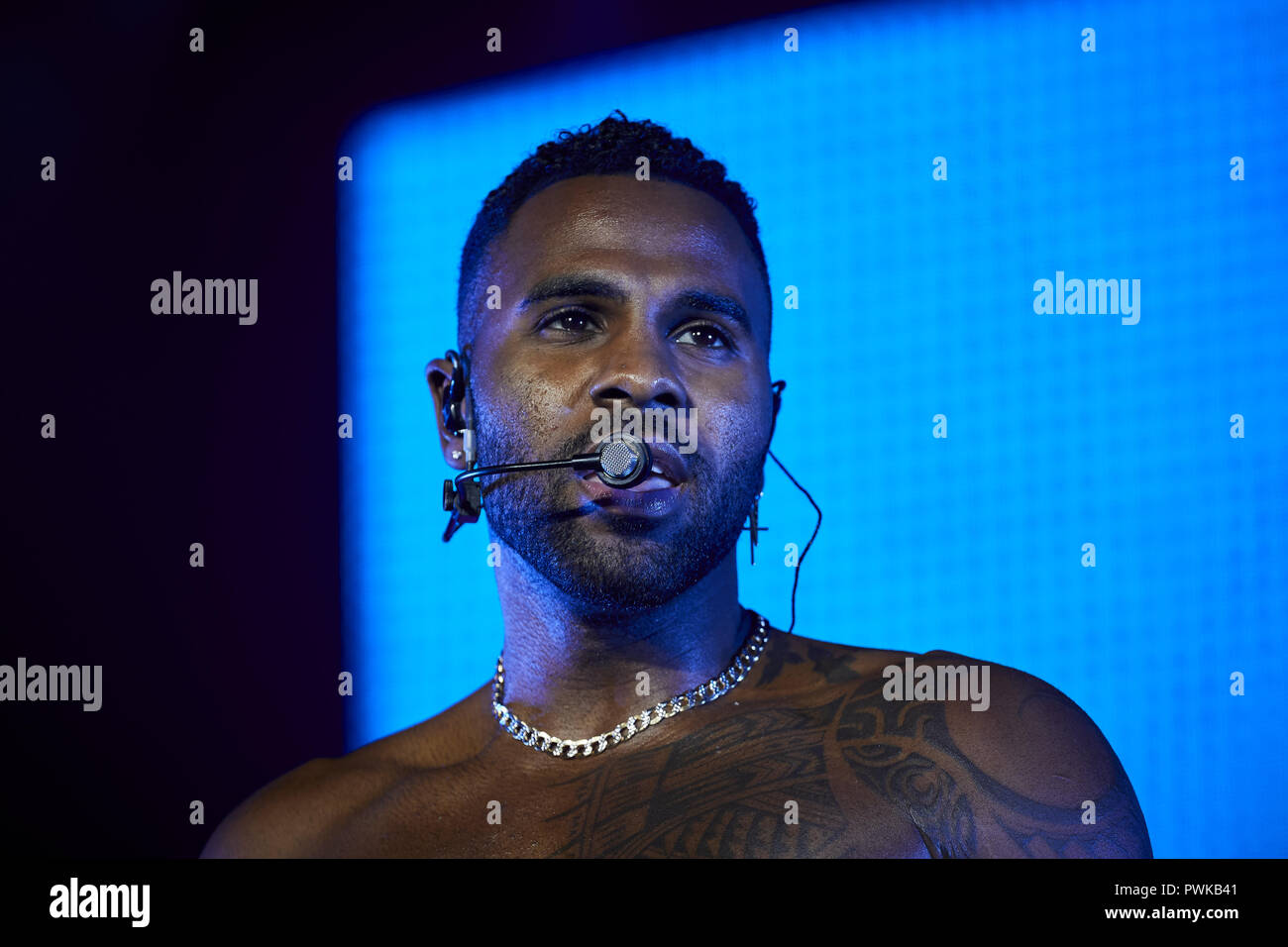 Madrid, Spain. 16th Oct, 2018. Jason Derulo performs during his music ...