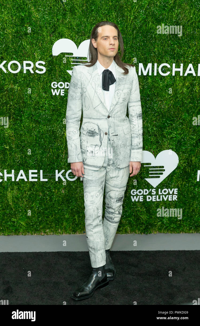 New York, USA - October 16, 2018: Jordan Roth wearing suit by Alexander ...