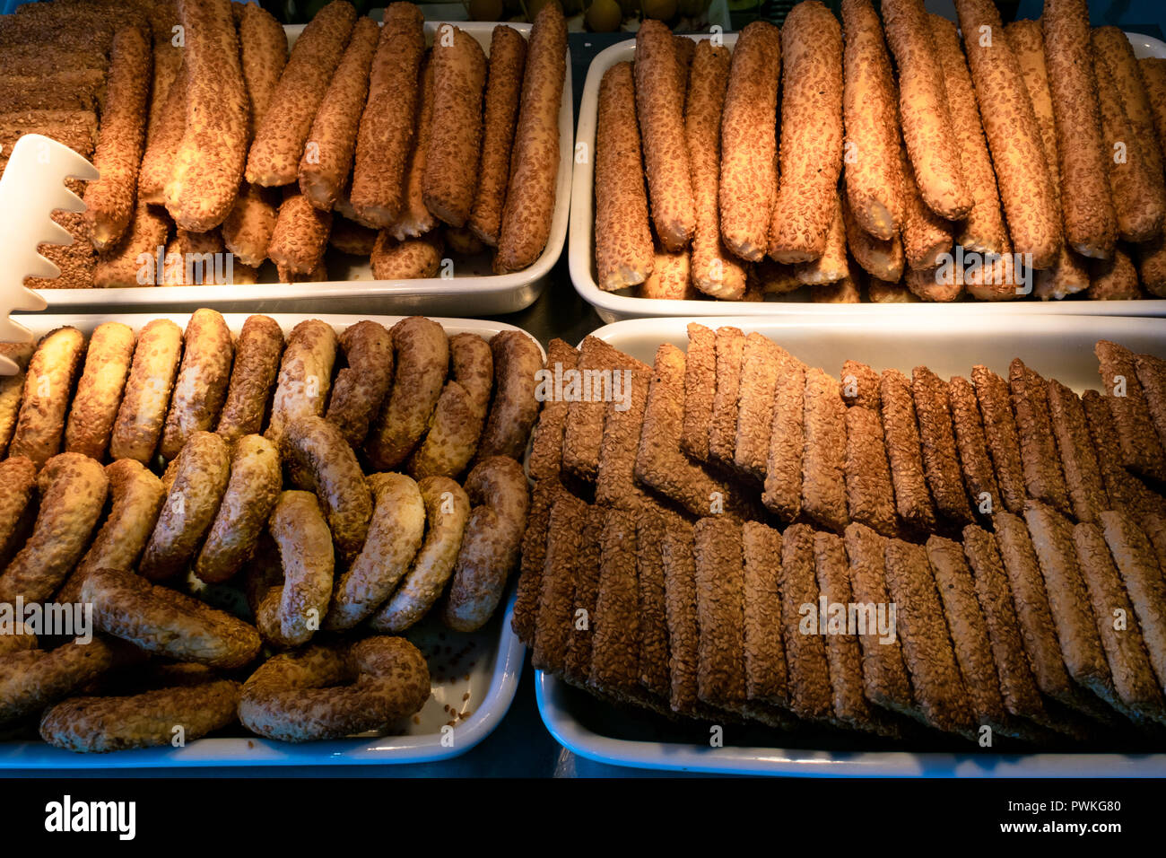turkish Homemade crispy baked sesame cookies pastry Healthy snack Stock ...