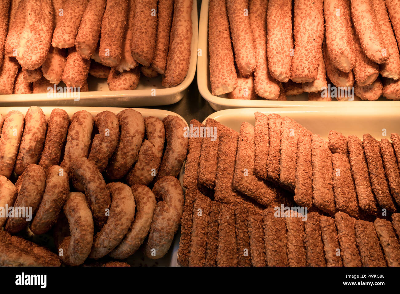 turkish Homemade crispy baked sesame cookies pastry Healthy snack Stock ...