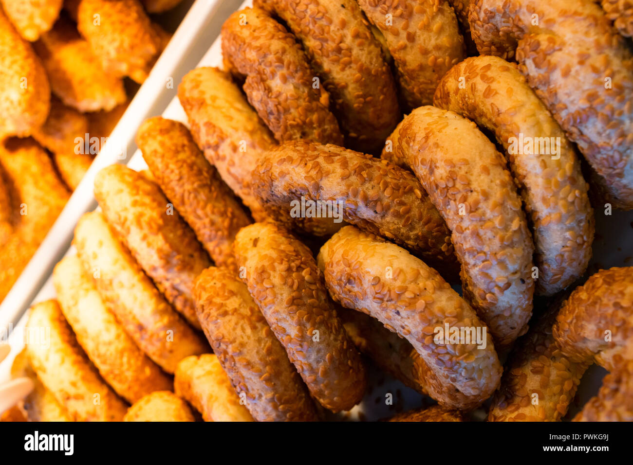 turkish Homemade crispy baked sesame cookies pastry Healthy snack Stock ...