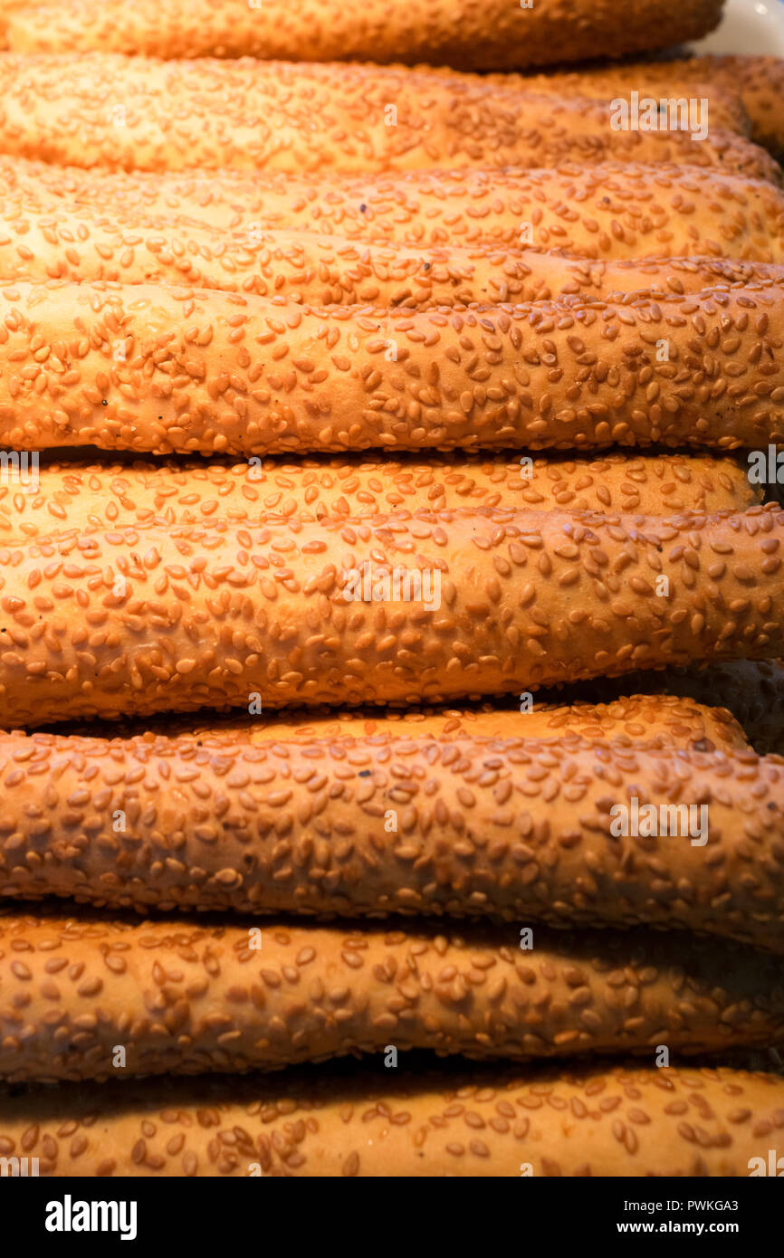 turkish Homemade crispy baked sesame cookies pastry Healthy snack Stock ...