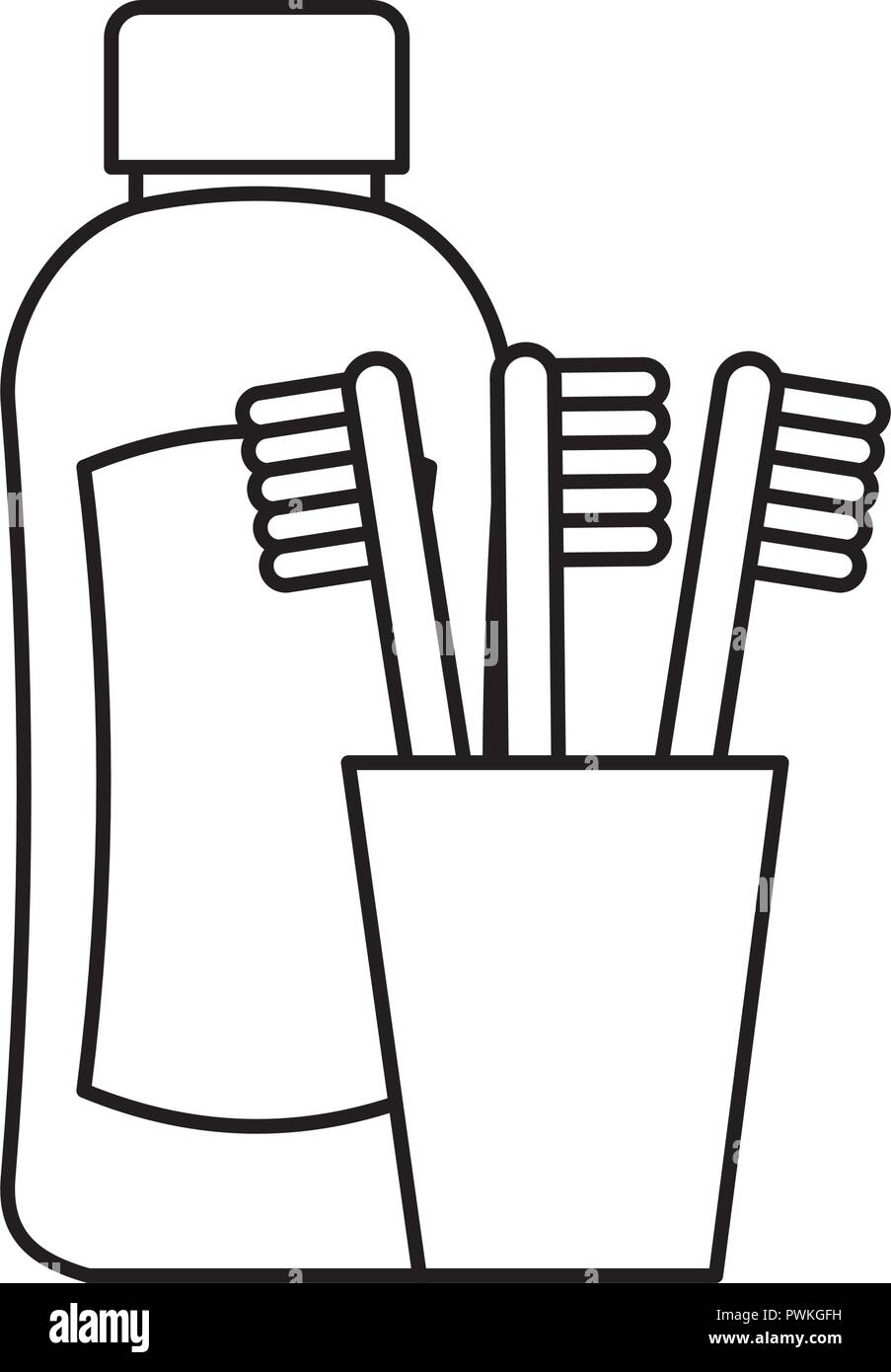 bottle shampoo and brushes bathroom vector illustration Stock Vector ...