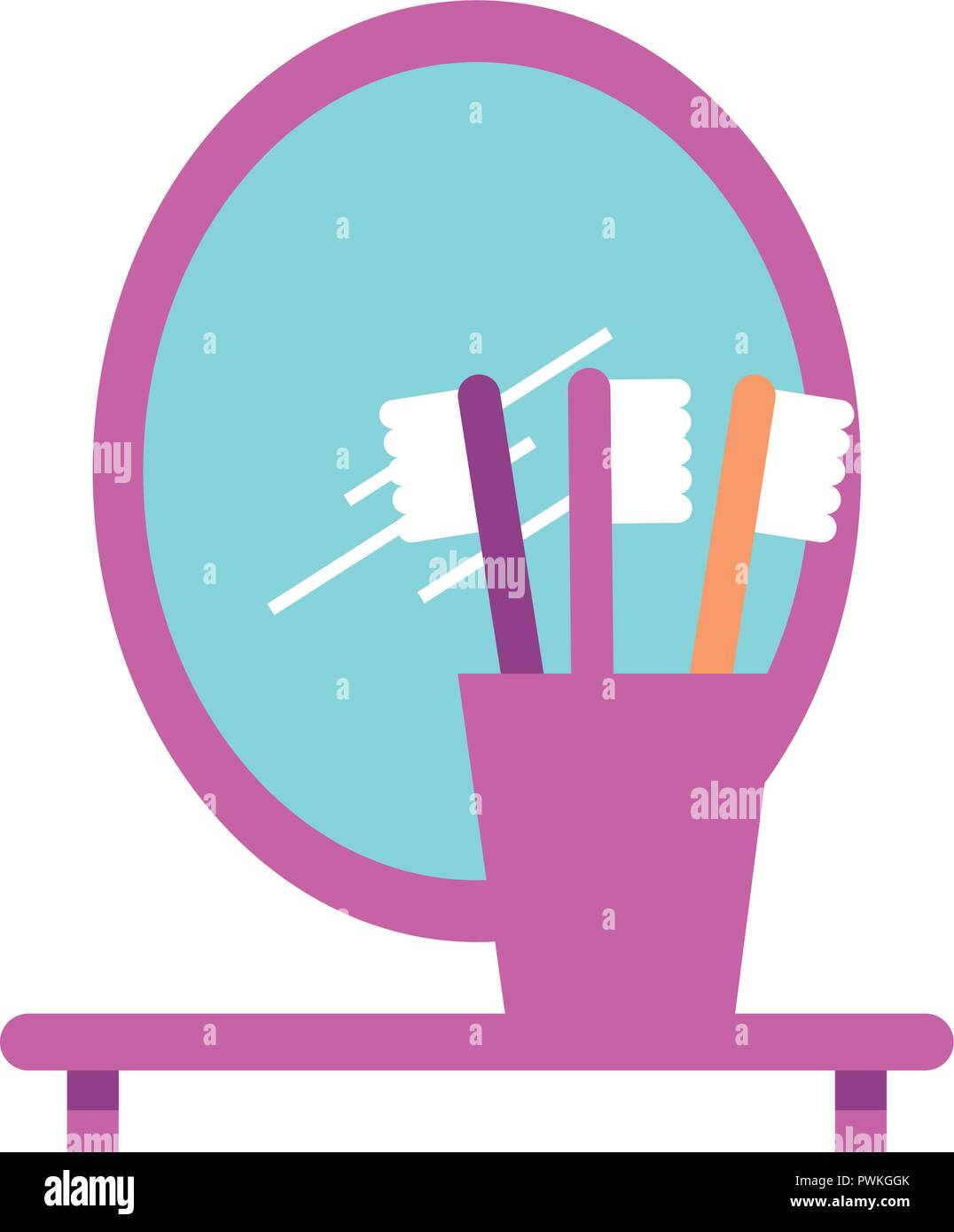 mirror and brushes hygiene clean bathroom vector illustration Stock ...