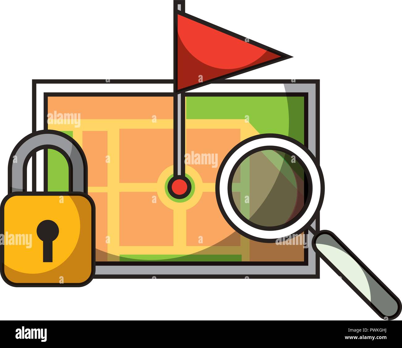 map navigation marker security autonomous car vector illustration Stock ...